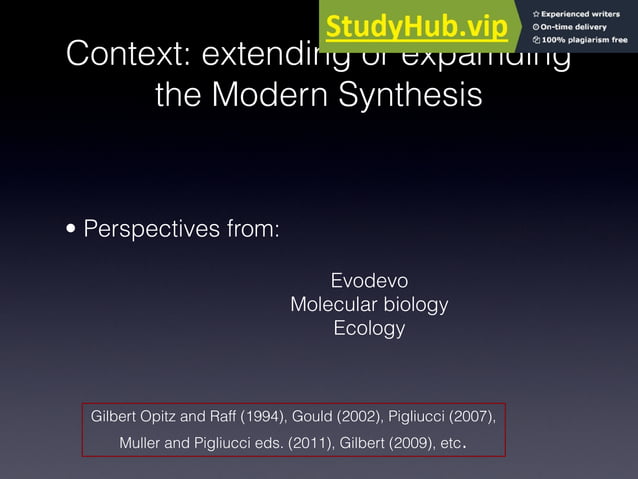 55. The Modern Synthesis And Its Competing Views Of The Explanatory ...