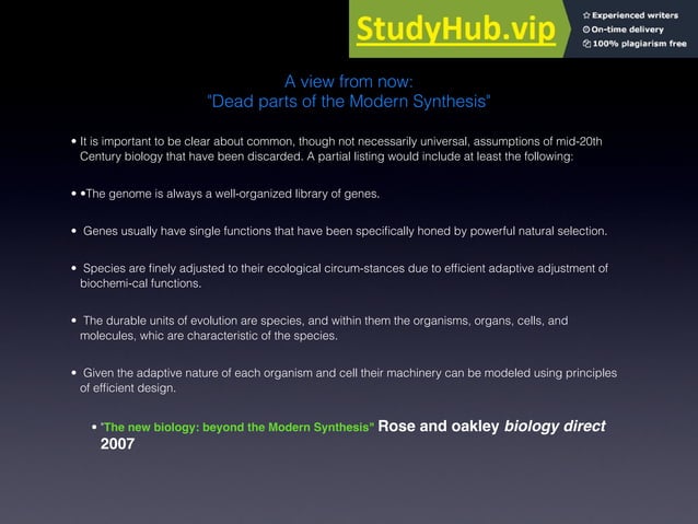 55. The Modern Synthesis And Its Competing Views Of The Explanatory ...