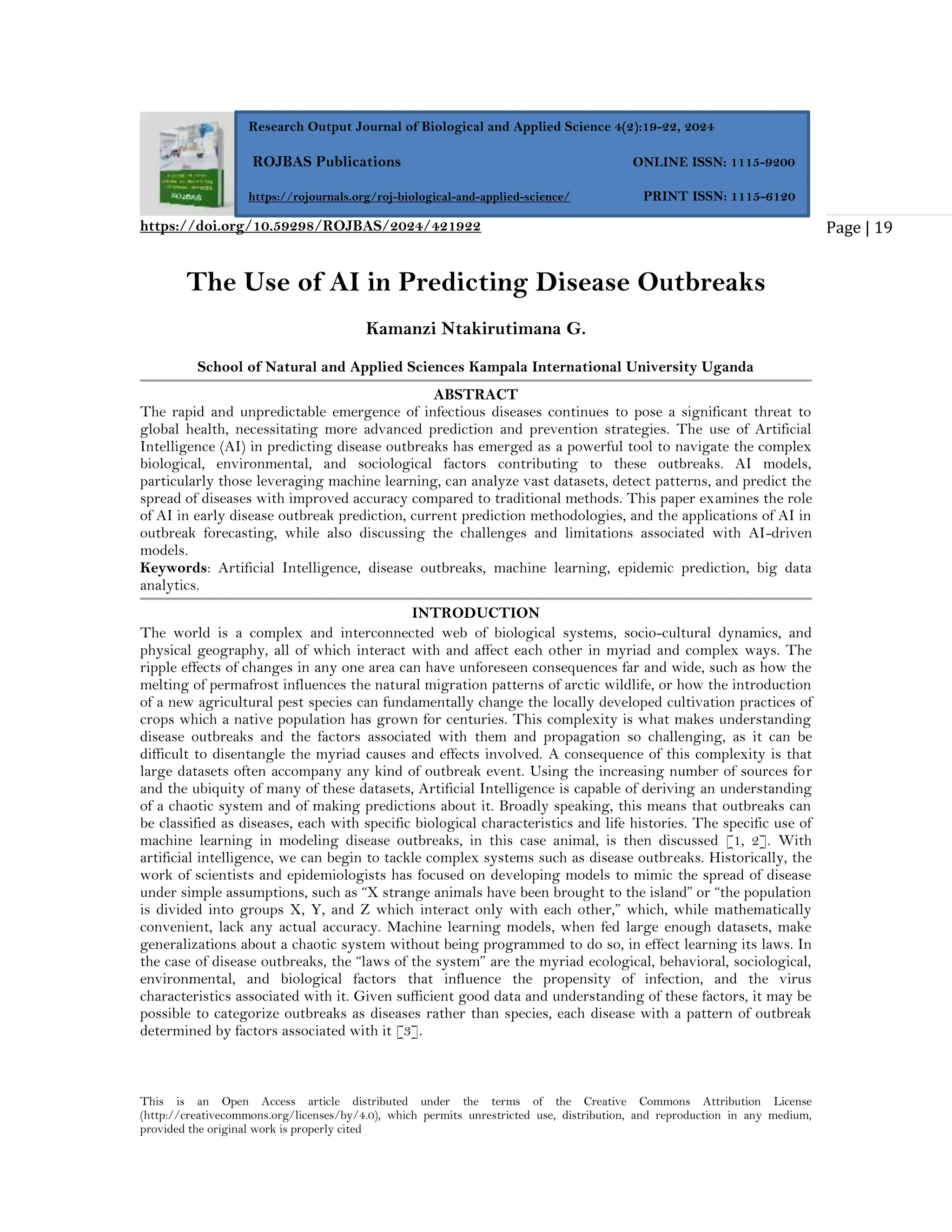 The Use of AI in Predicting Disease Outbreaks (www.kiu.ac.ug) | PDF
