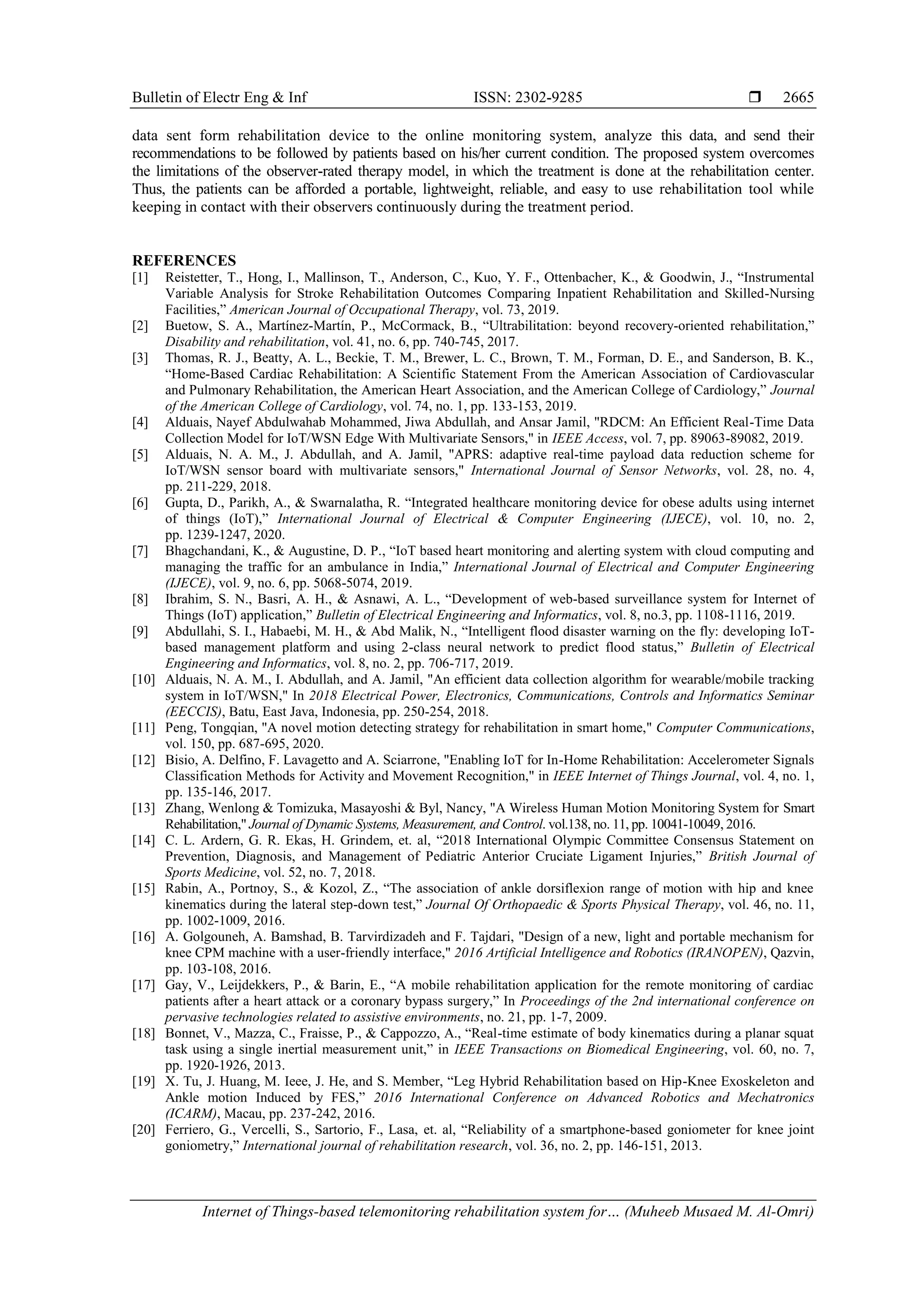 Internet of Things-based telemonitoring rehabilitation system for knee ...