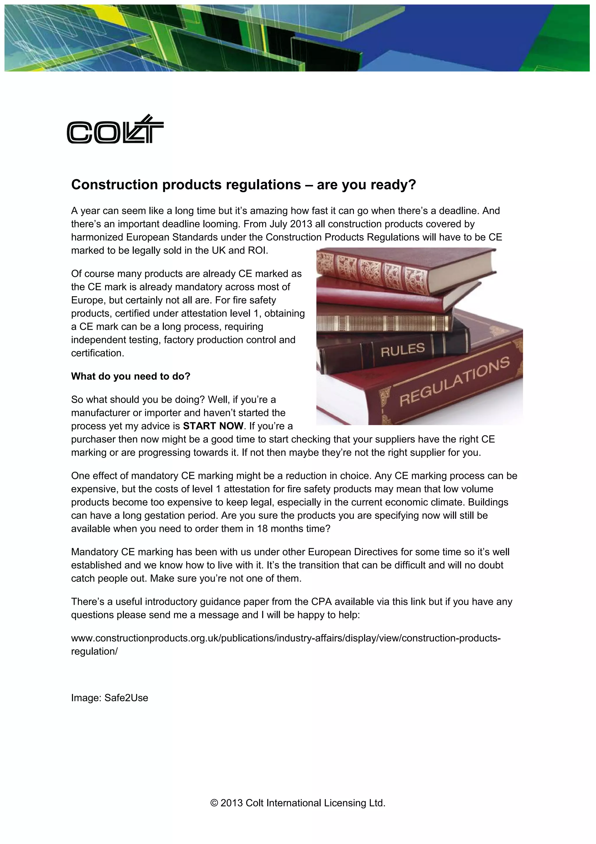 Construction products regulations – are you ready? | DOC