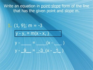 5.5 Standard And Point Slope Forms | PPT