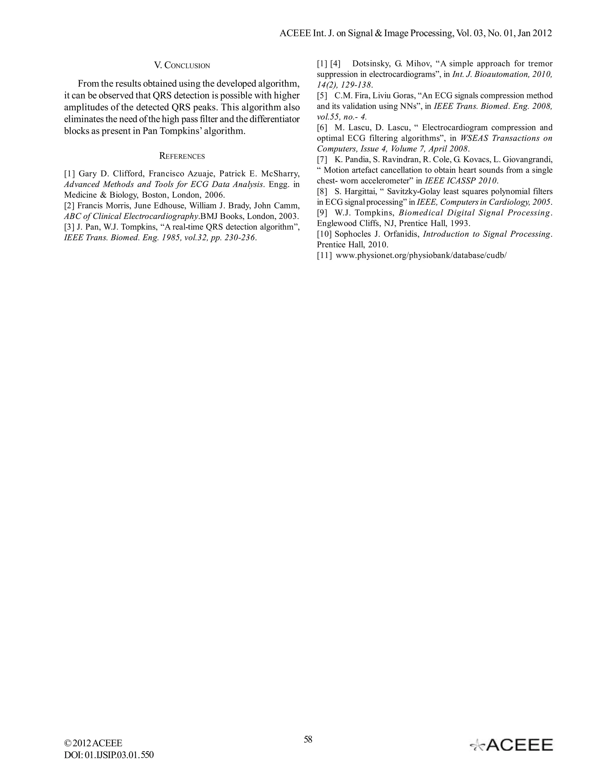 Qrs Detection Algorithm Using Savitzky Golay Filter Pdf Heart And