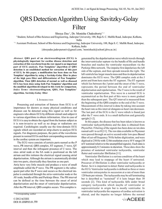 Qrs Detection Algorithm Using Savitzky Golay Filter Pdf