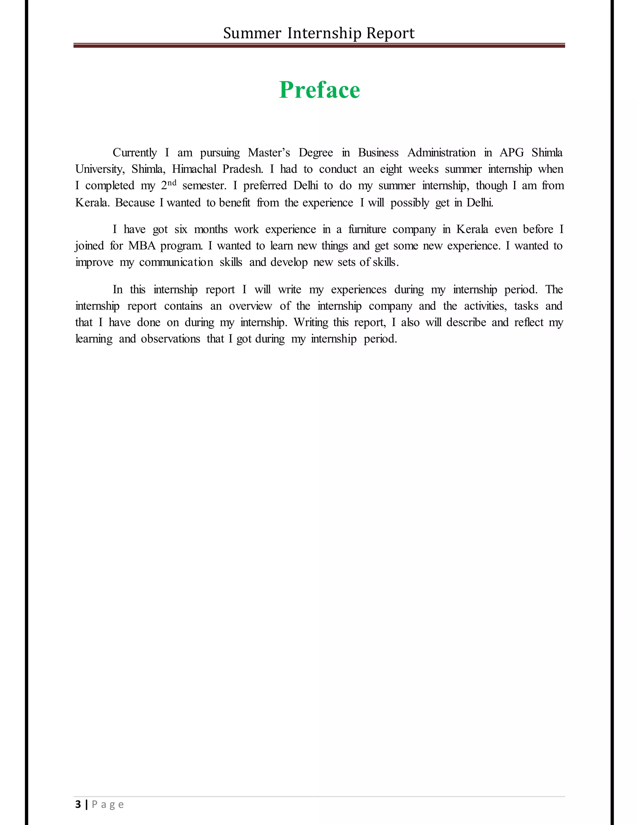 Summer Internship Report | DOCX