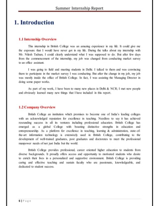 Summer Internship Report | DOCX