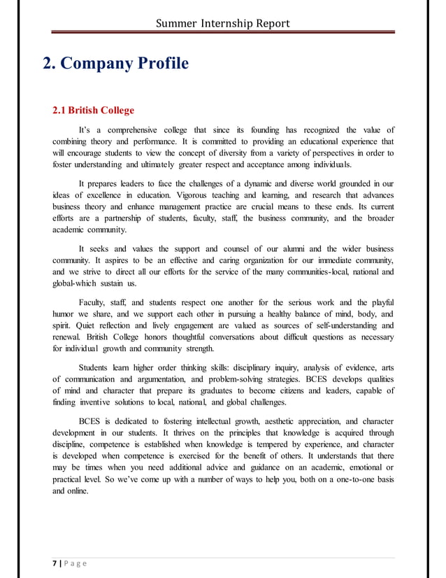 Summer Internship Report | PDF