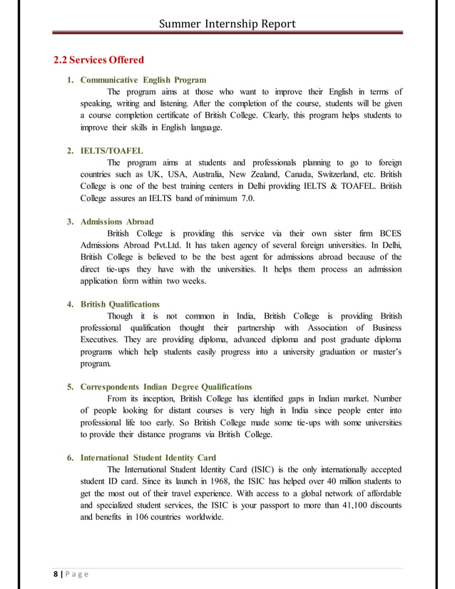 Summer Internship Report | PDF