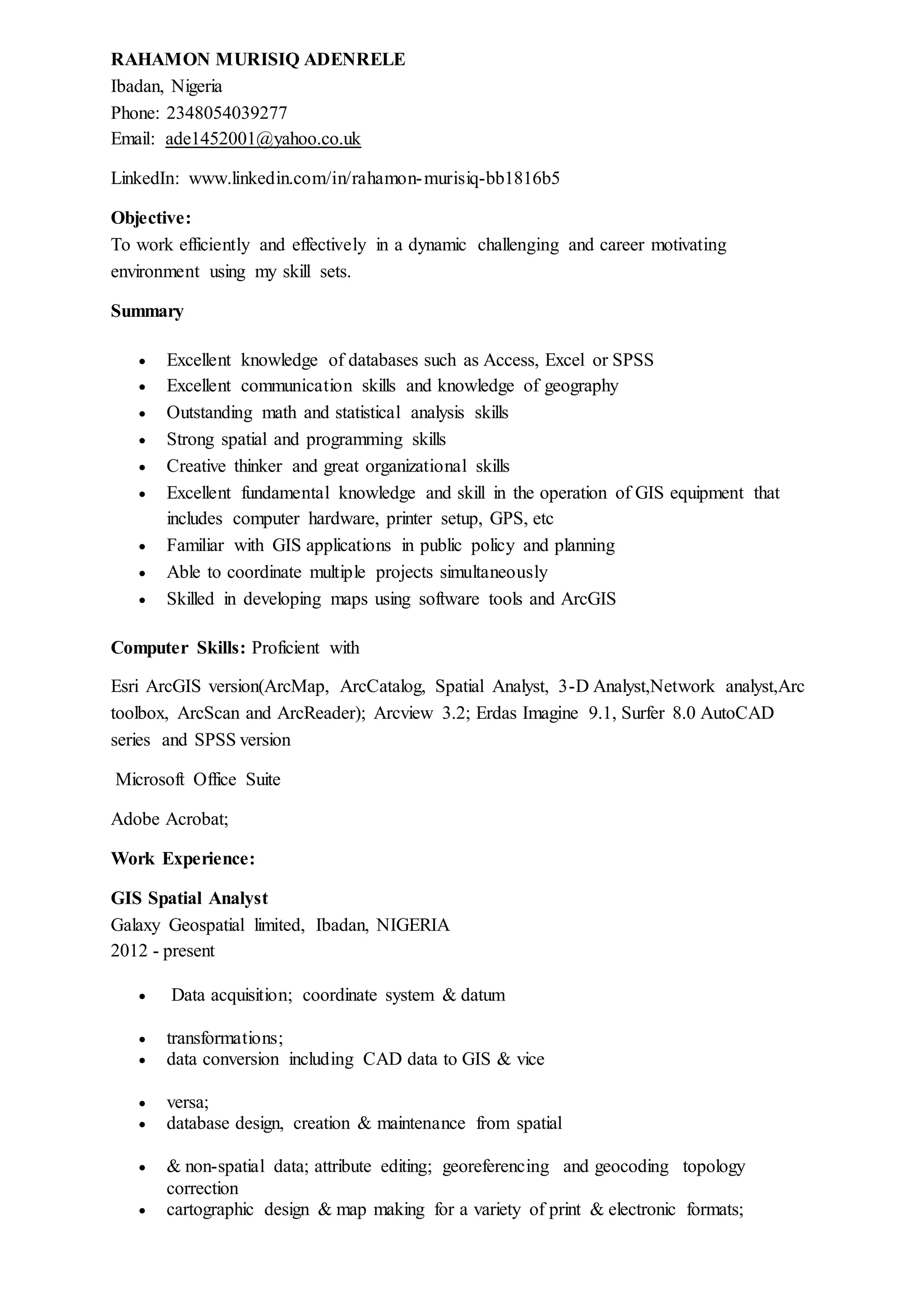 LINKEDIN RESUME | PDF