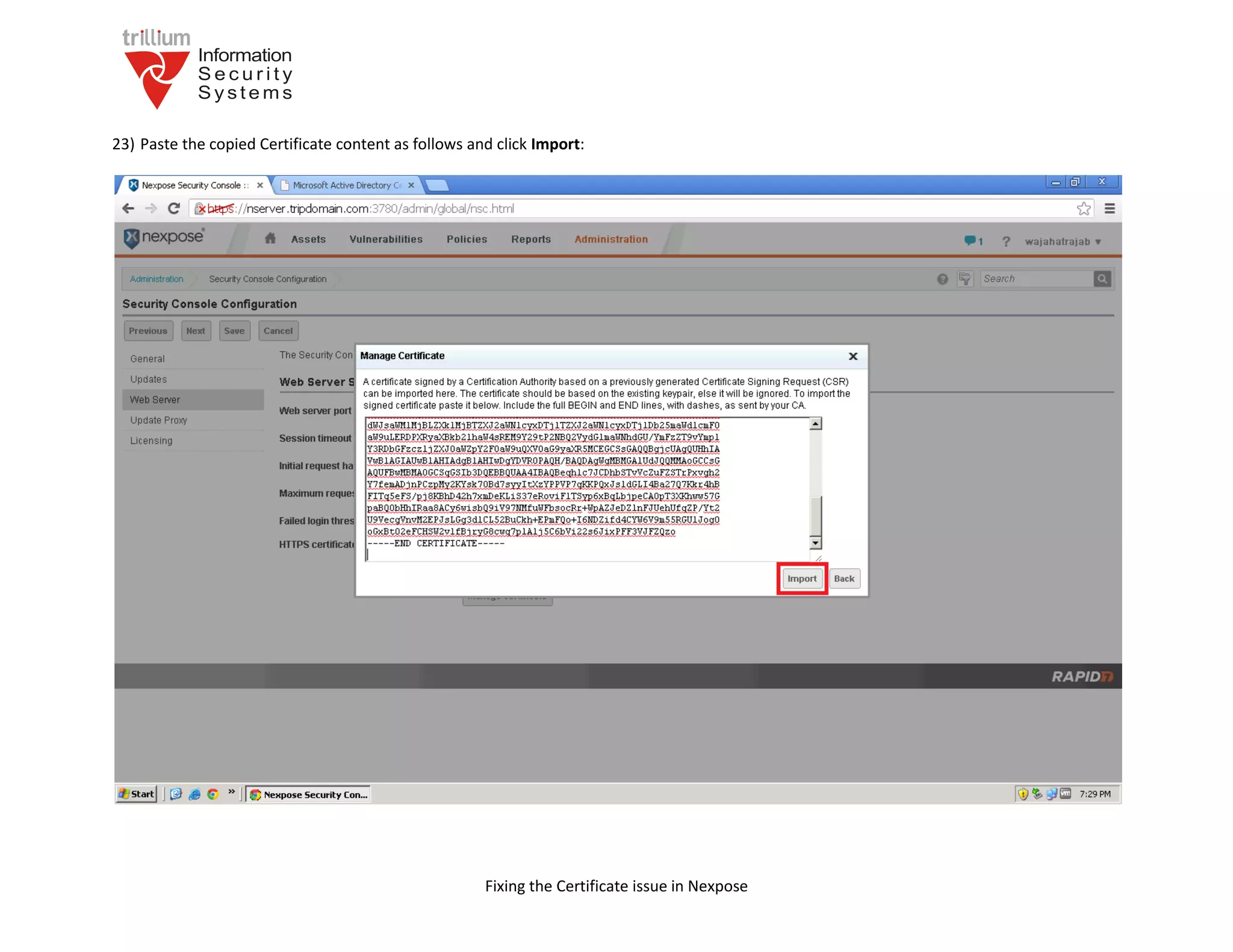 NeXpose Certificate Addition Manual | PDF