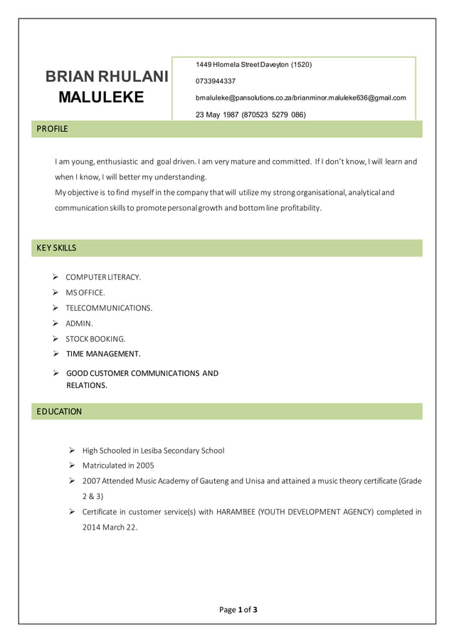 Brian Maluleke CV | DOCX