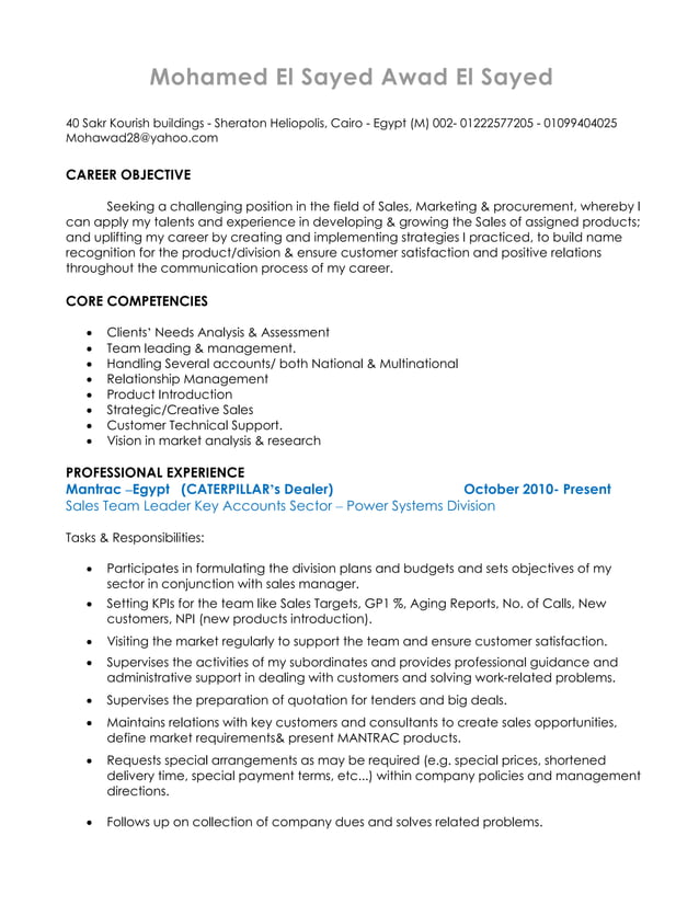 Mohamed Awad updated CV[1] | PDF | Automotive Industry | Industries