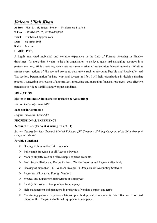Kaleem MBA Cv | PDF