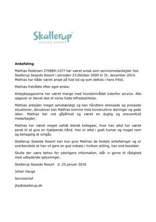 Anbefaling Skallerup | PDF
