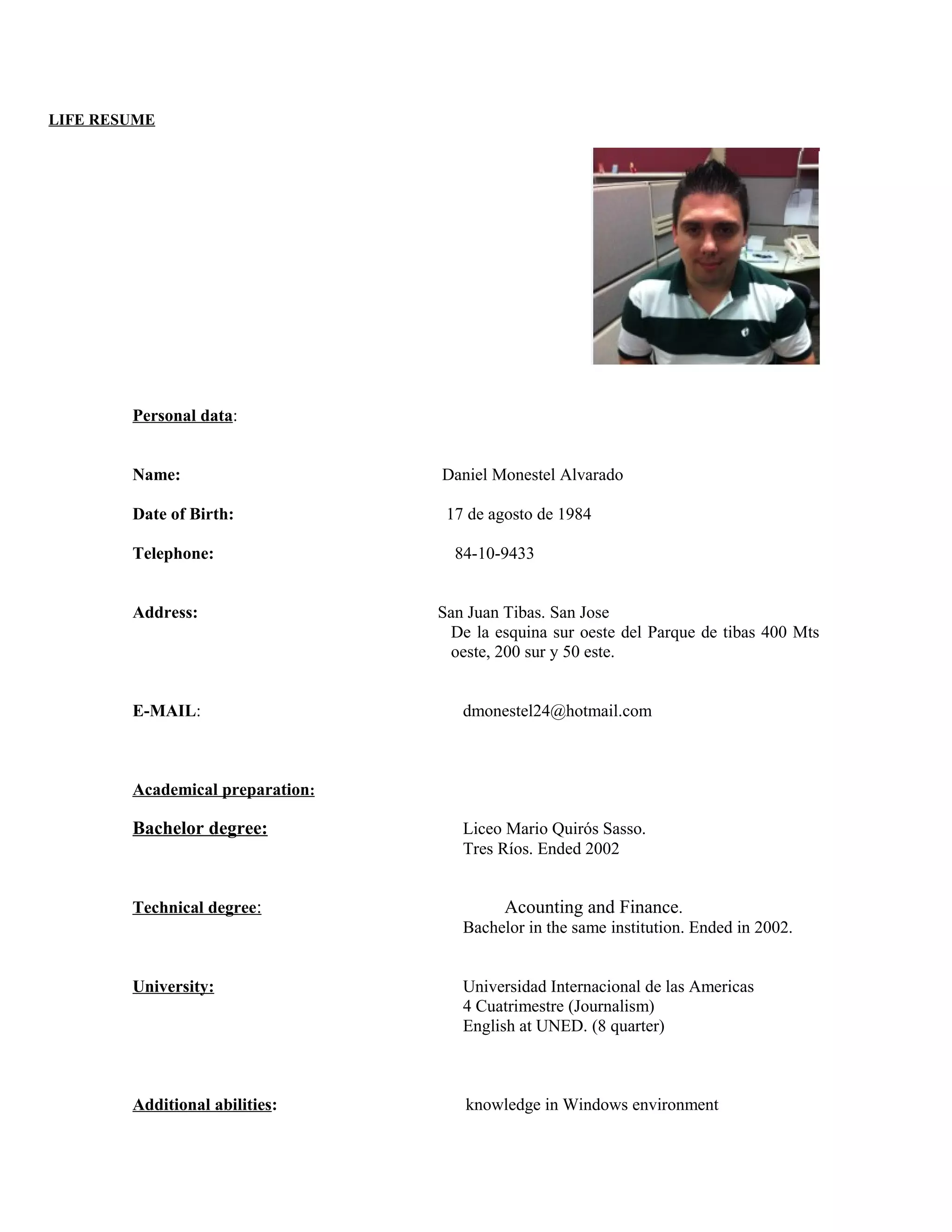 CURRICULUM VITAE Daniel | DOC