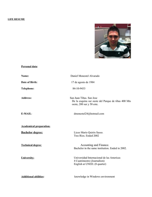 CURRICULUM VITAE Daniel | PDF