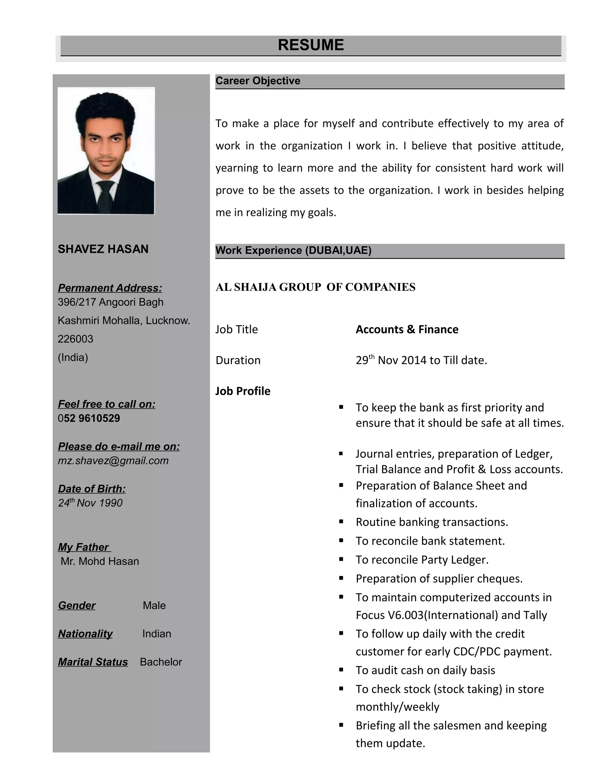 Resume Shavez Hasan (1) | PDF