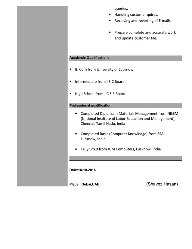 Resume Shavez Hasan (1) | PDF