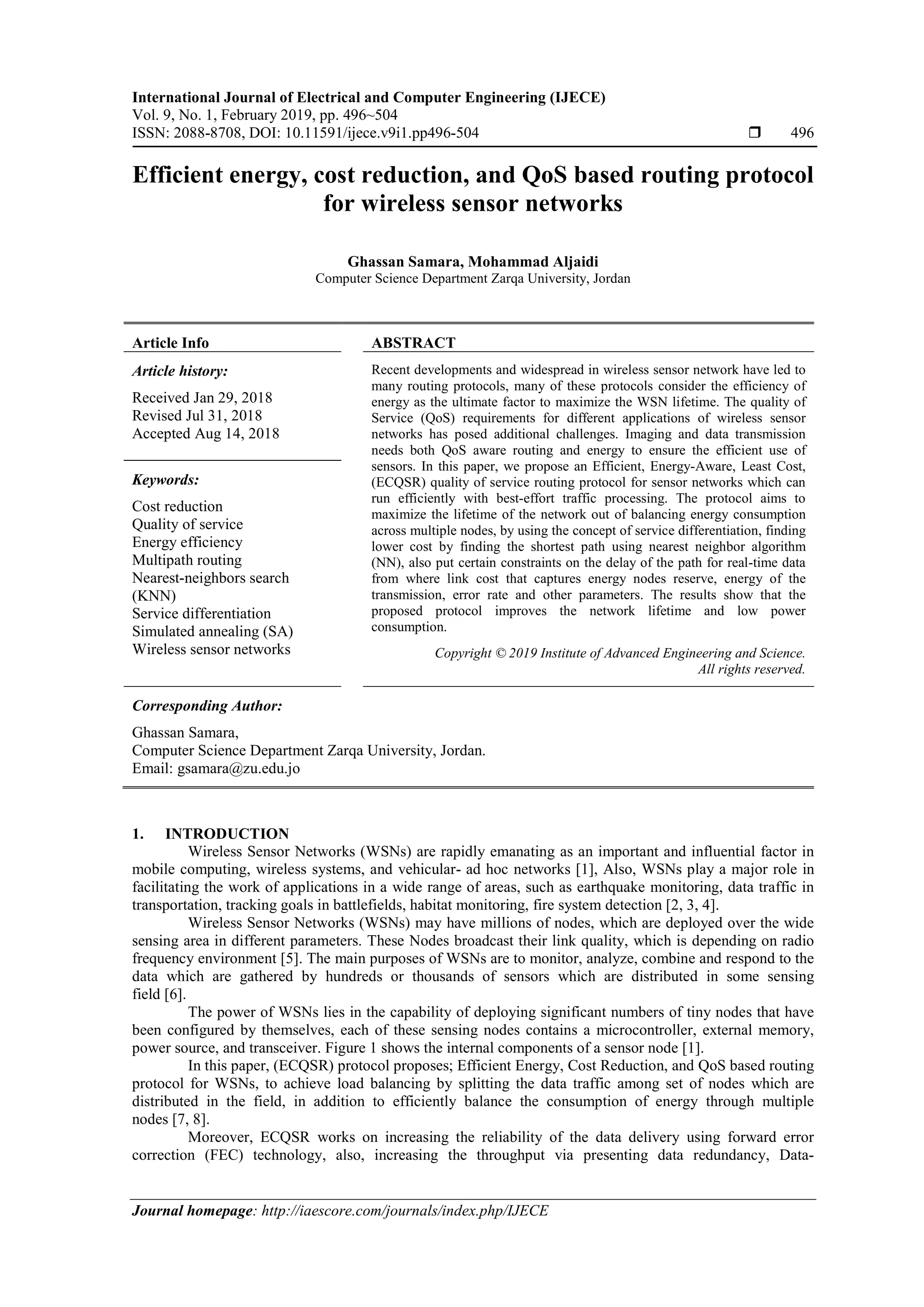 Efficient Energy Cost Reduction And Qos Based Routing Protocol For 7611