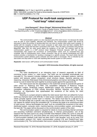 UDP Protocol for multi-task assignment in "void loop" robot soccer | PDF