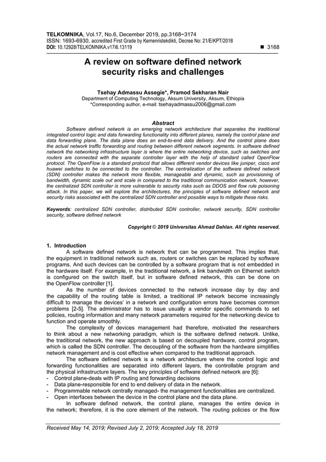 A Review On Software Defined Network Security Risks And Challenges Pdf