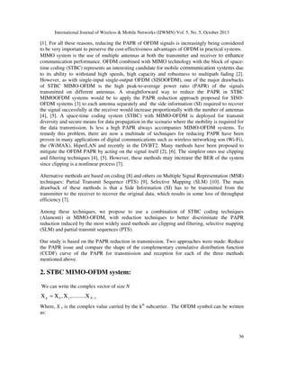ANALYSES AND PERFORMANCE OF TECHNIQUES PAPR REDUCTION FOR STBC MIMO-OFDM SYSTEM IN (4G) WIRELESS ...