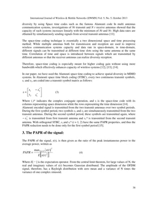 ANALYSES AND PERFORMANCE OF TECHNIQUES PAPR REDUCTION FOR STBC MIMO-OFDM SYSTEM IN (4G) WIRELESS ...