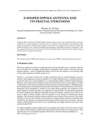 Z-SHAPED DIPOLE ANTENNA AND ITS FRACTAL ITERATIONS | PDF