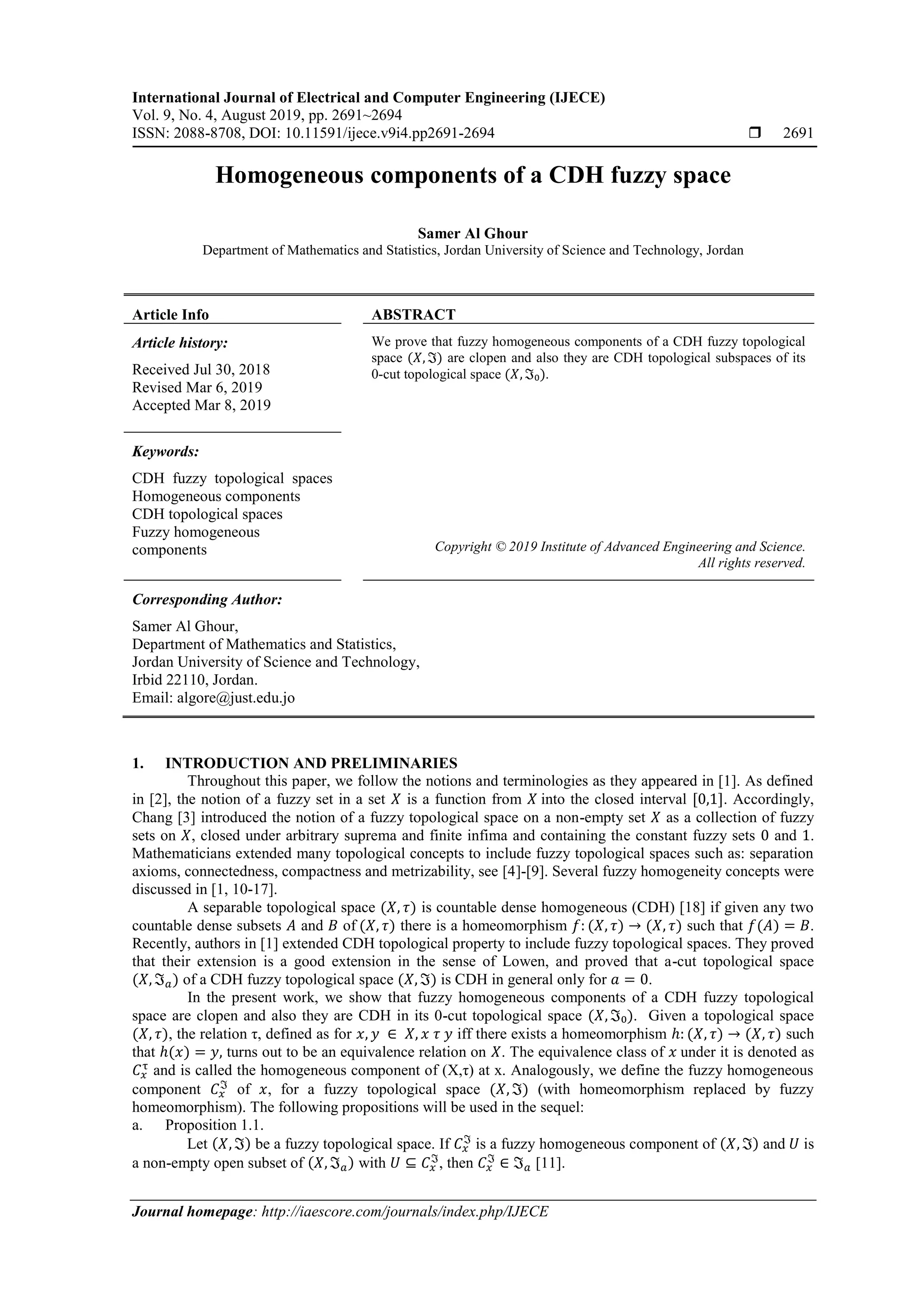 Homogeneous Components of a CDH Fuzzy Space | PDF