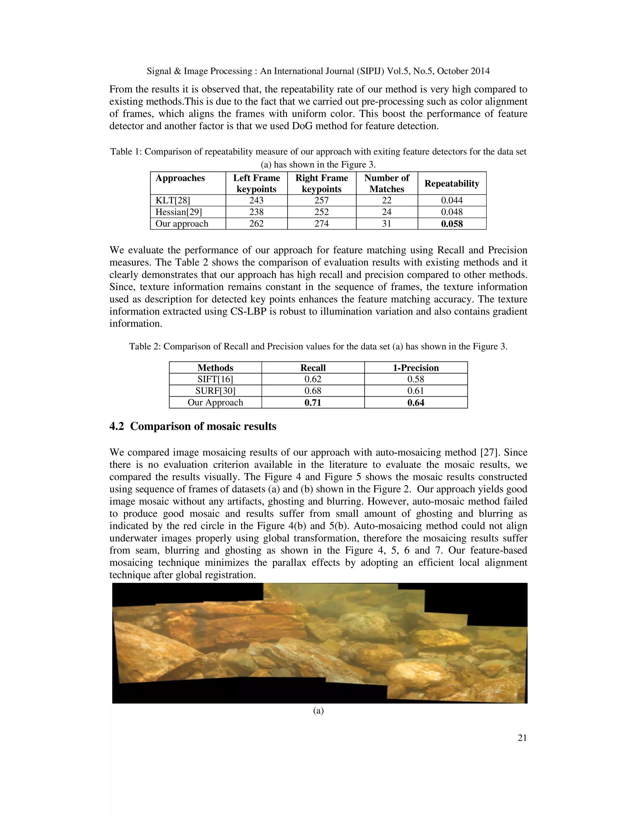 Parallax Effect Free Mosaicing of Underwater Video Sequence Based on ...