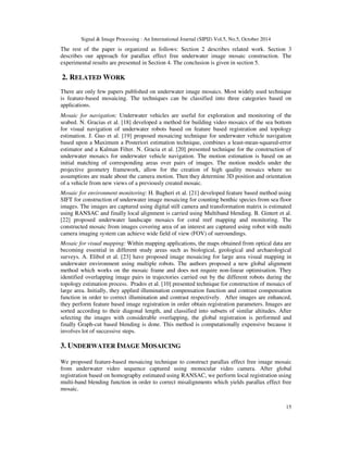 Parallax Effect Free Mosaicing of Underwater Video Sequence Based on Texture Features | PDF