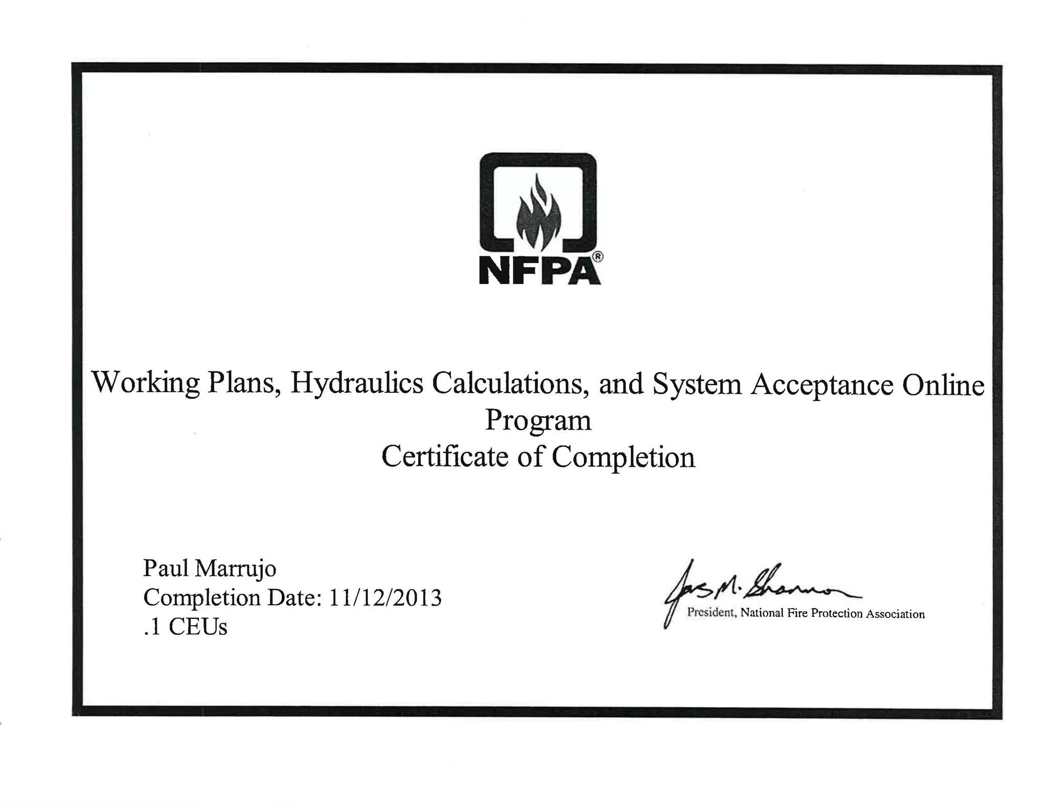 NFPA 13 2013 WORKING PLANS CERT | PDF