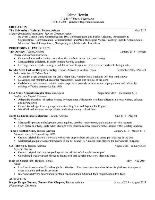 Updated Resume 2017 Jaime Hewitt | PDF