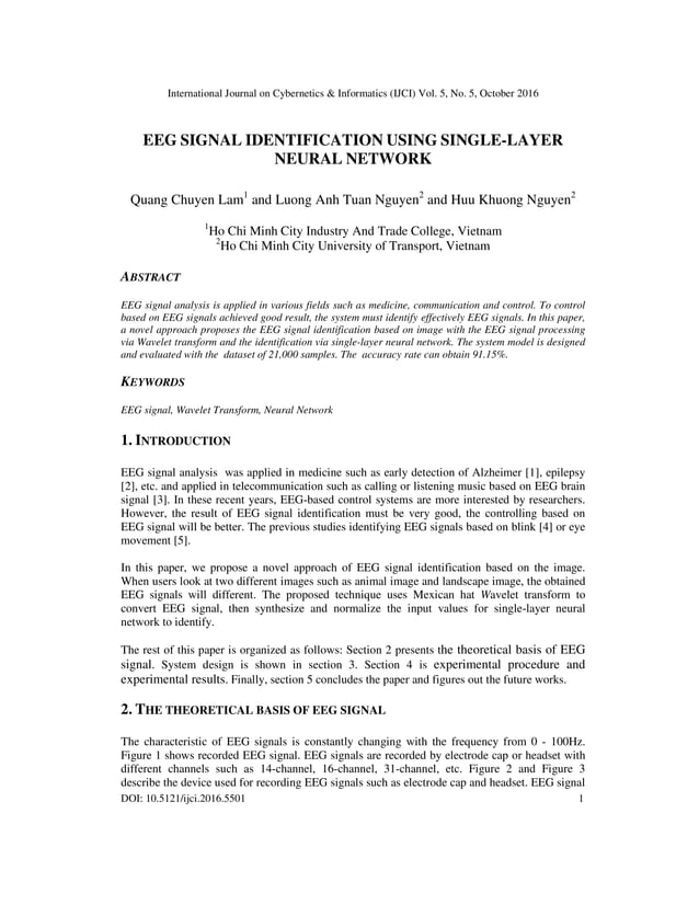 EEG SIGNAL IDENTIFICATION USING SINGLE-LAYER NEURAL NETWORK | PDF | Consumer Electronics ...
