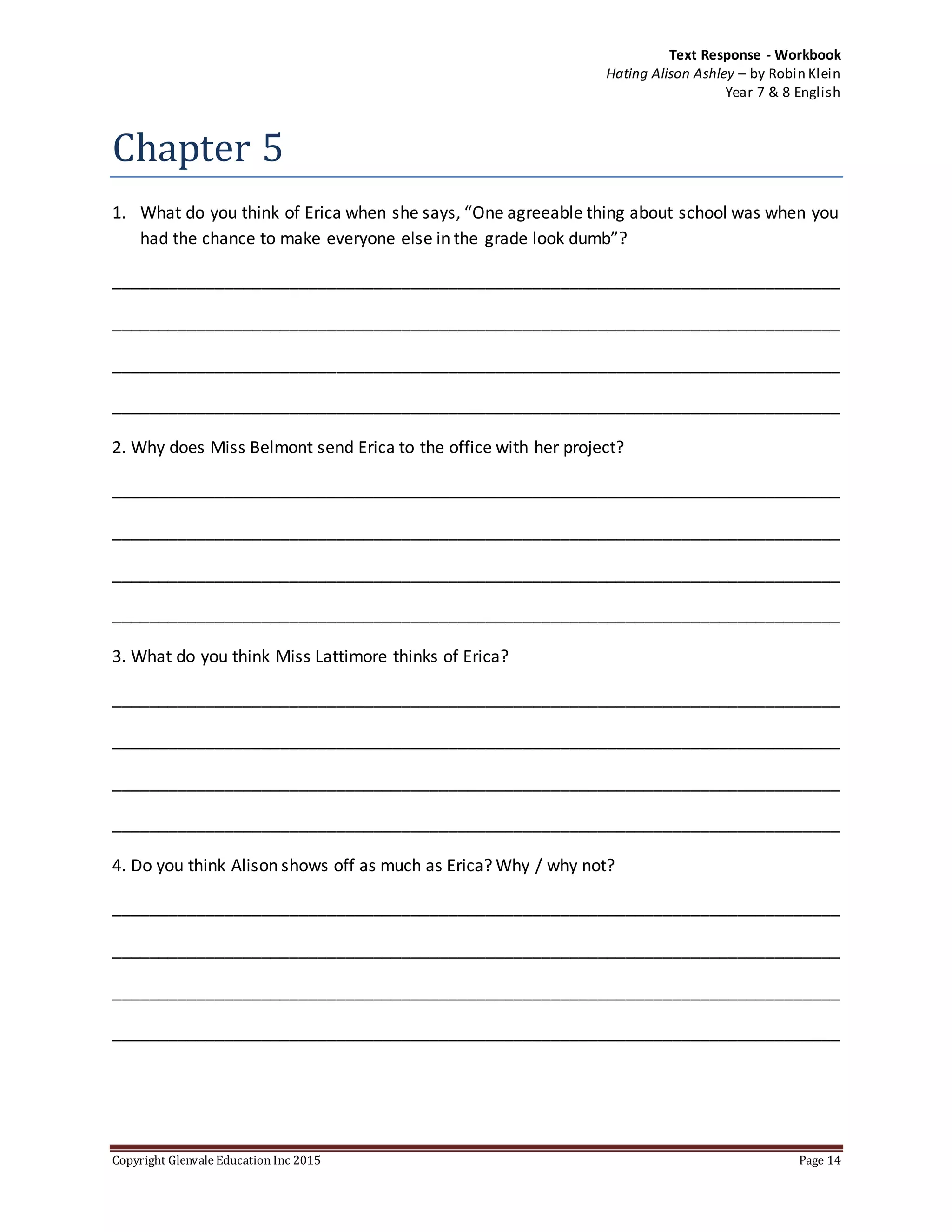 A Study Guide to Hating Alison Ashley | DOCX