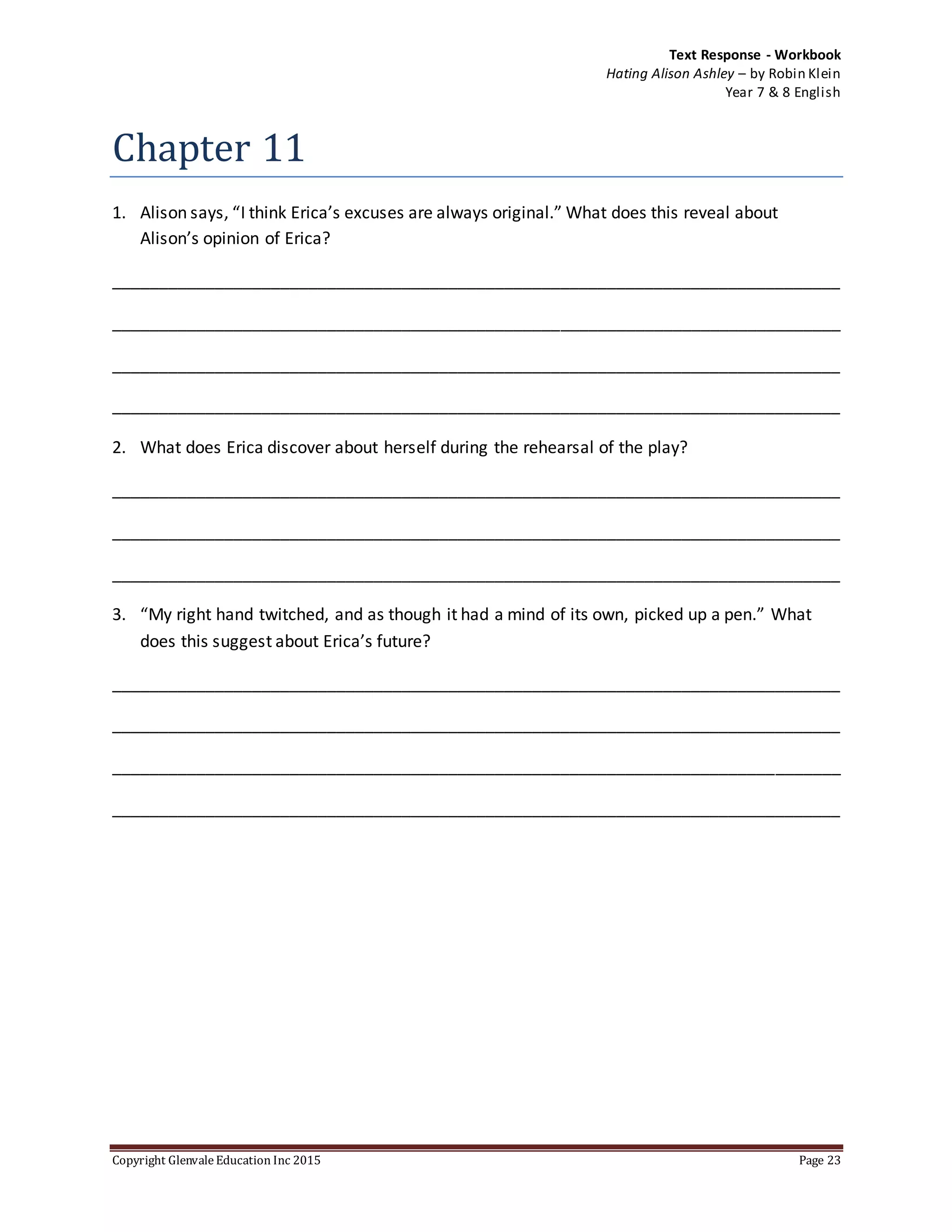 A Study Guide to Hating Alison Ashley | DOCX