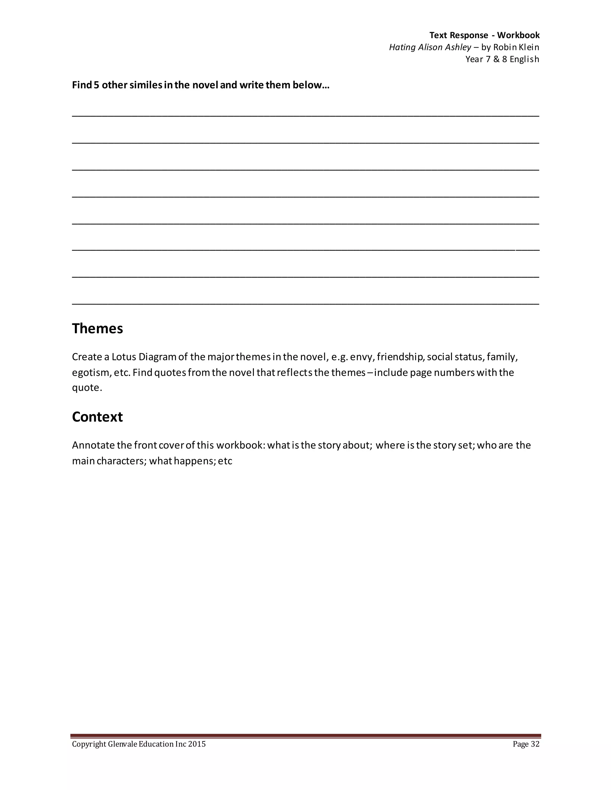 A Study Guide to Hating Alison Ashley | DOCX