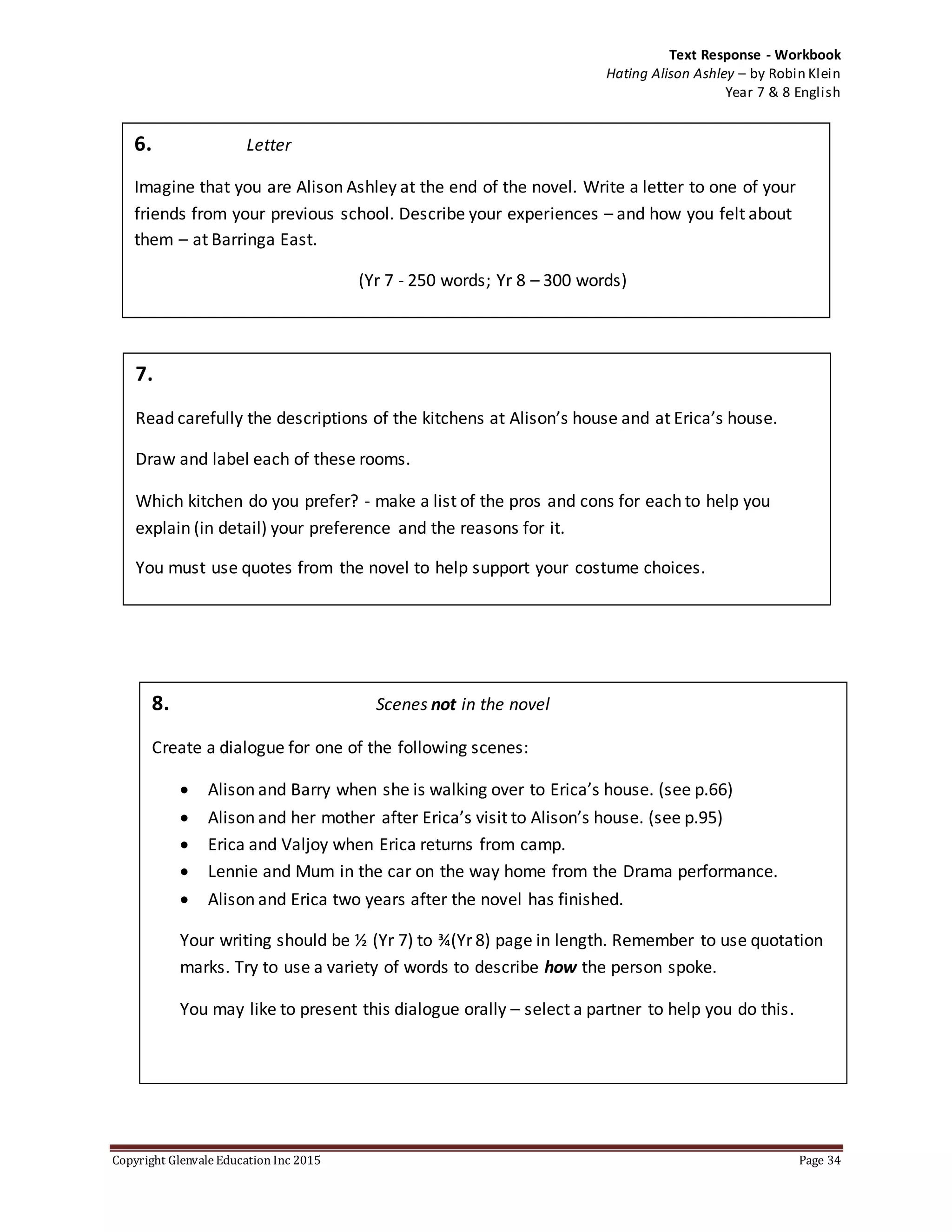 A Study Guide to Hating Alison Ashley | DOCX