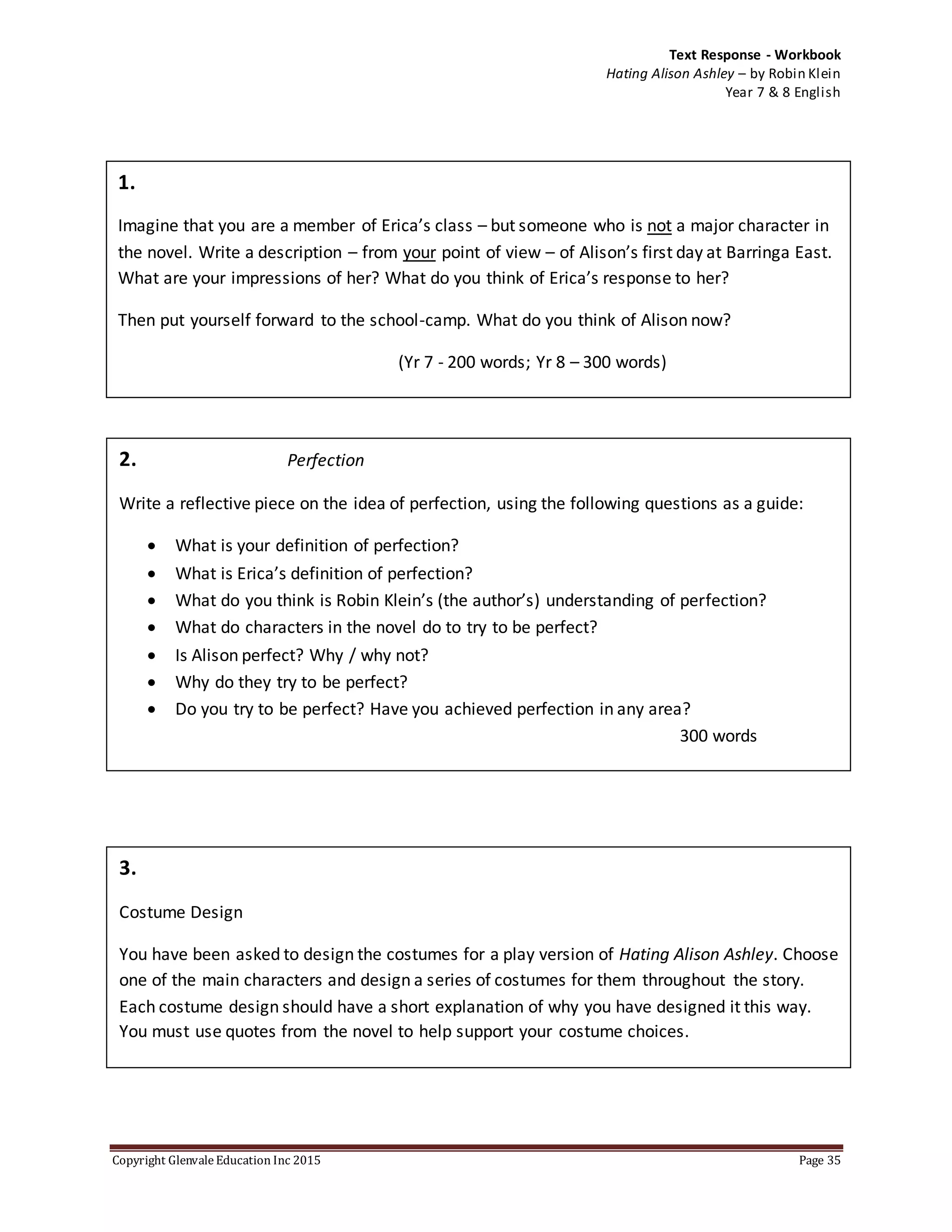 A Study Guide to Hating Alison Ashley | DOCX