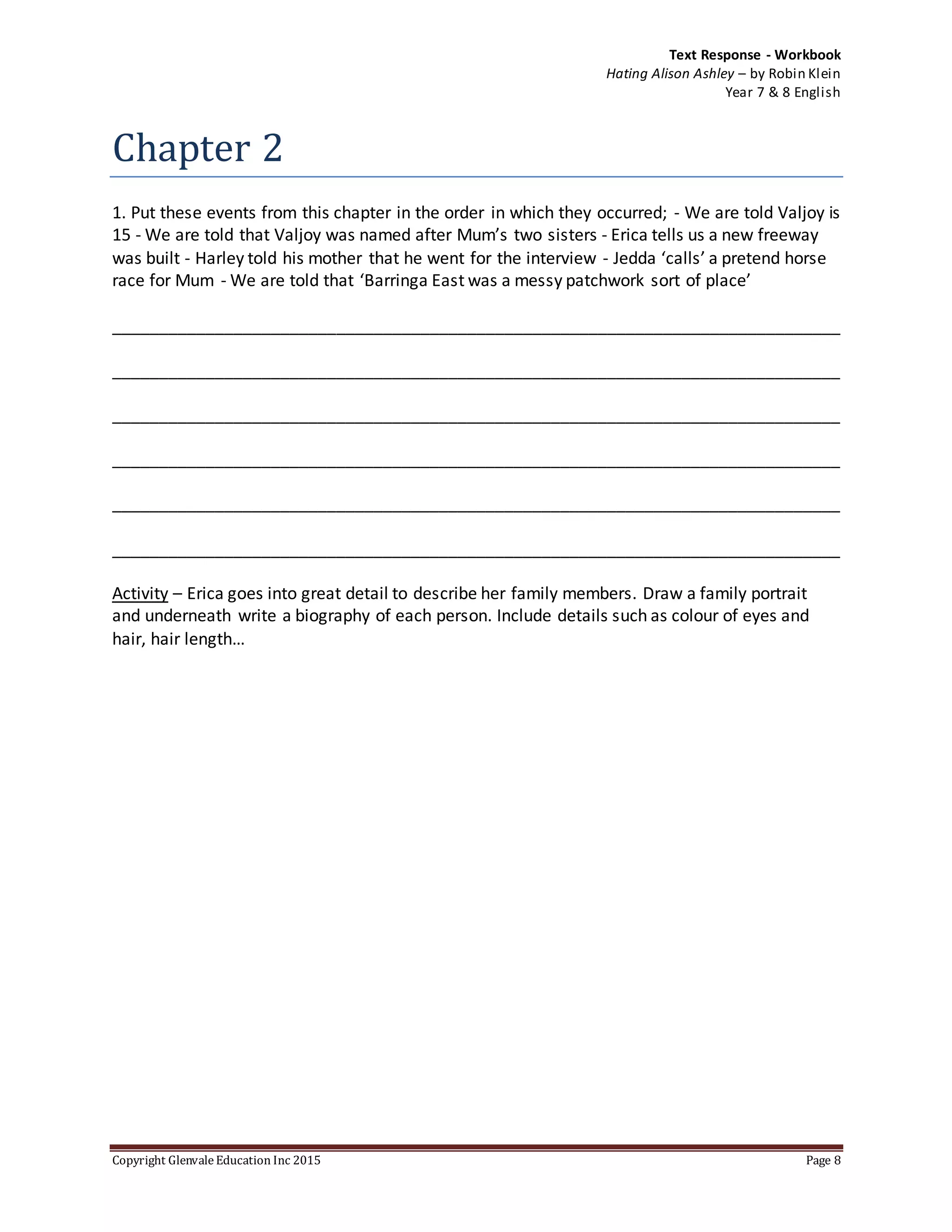 A Study Guide to Hating Alison Ashley | DOCX