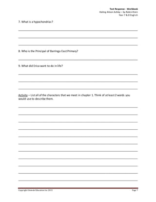 A Study Guide to Hating Alison Ashley | DOCX