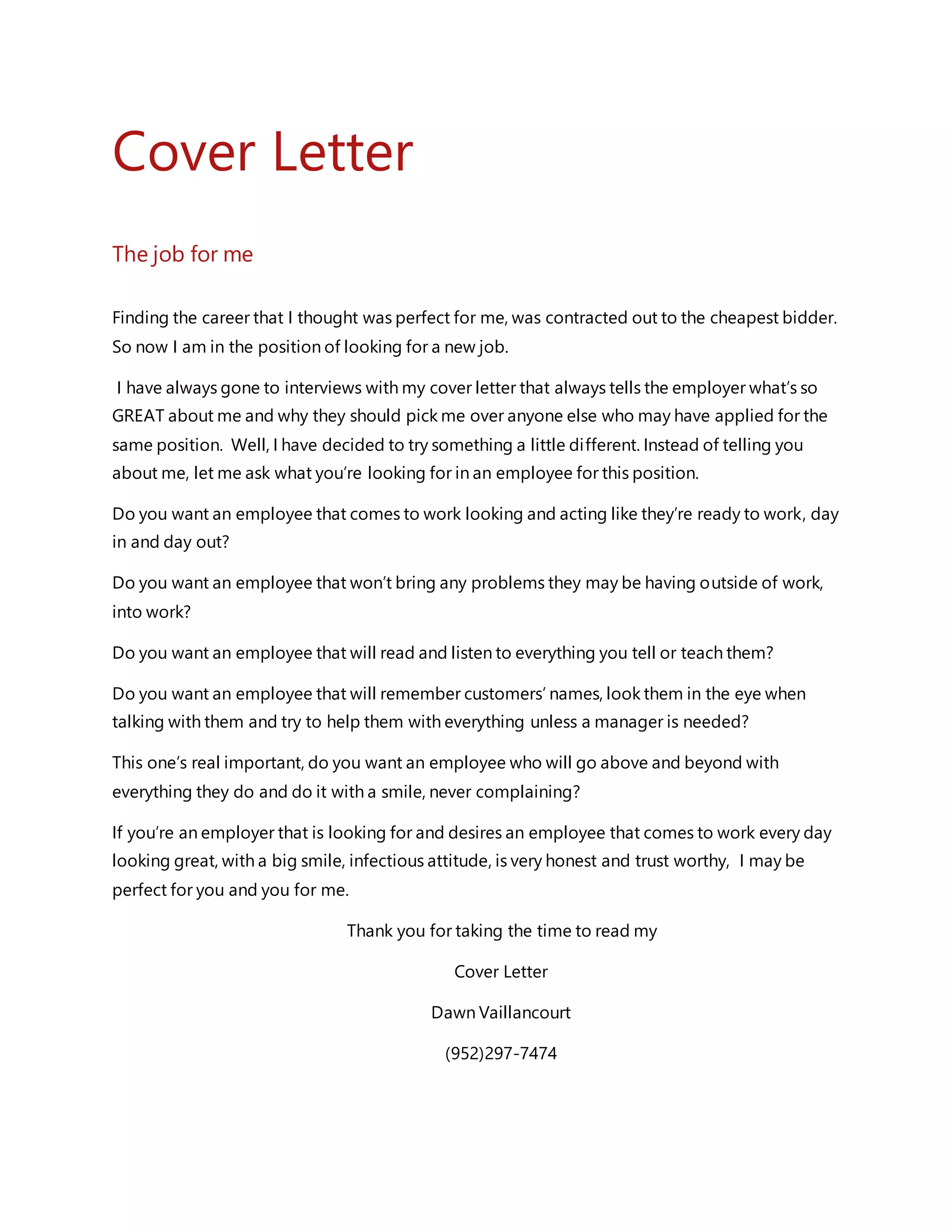 Cover Letter | DOCX