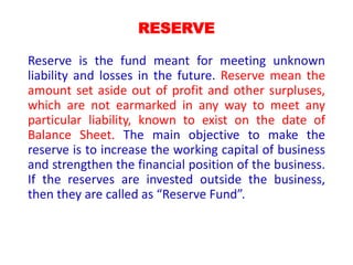 Depreciation, Reserve & Provisions - Dr.J.Mexon | PPT