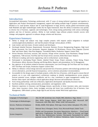 ArchanaPuthranOnePage | DOCX | Computer Software and Applications ...