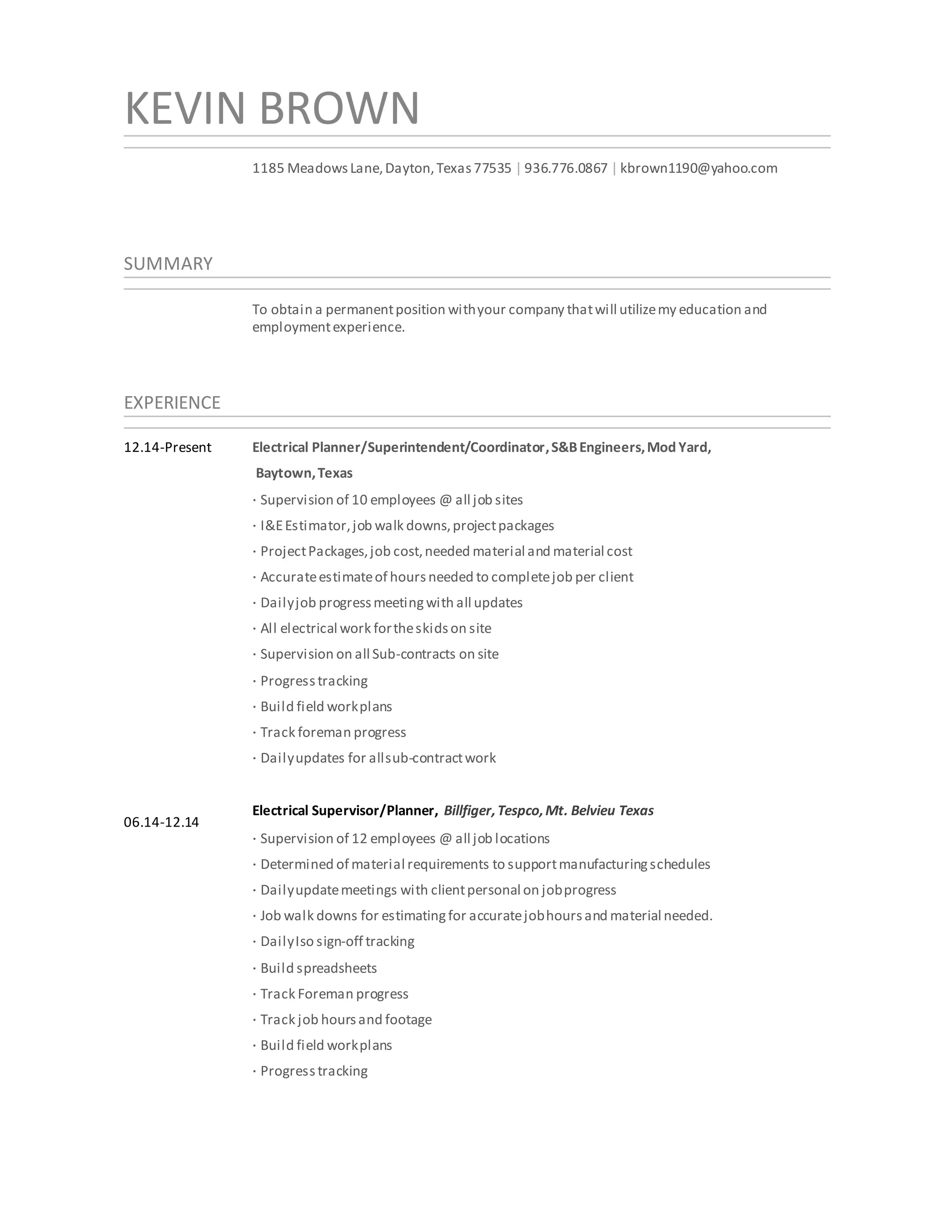 KEVIN BROWN RESUME | DOCX
