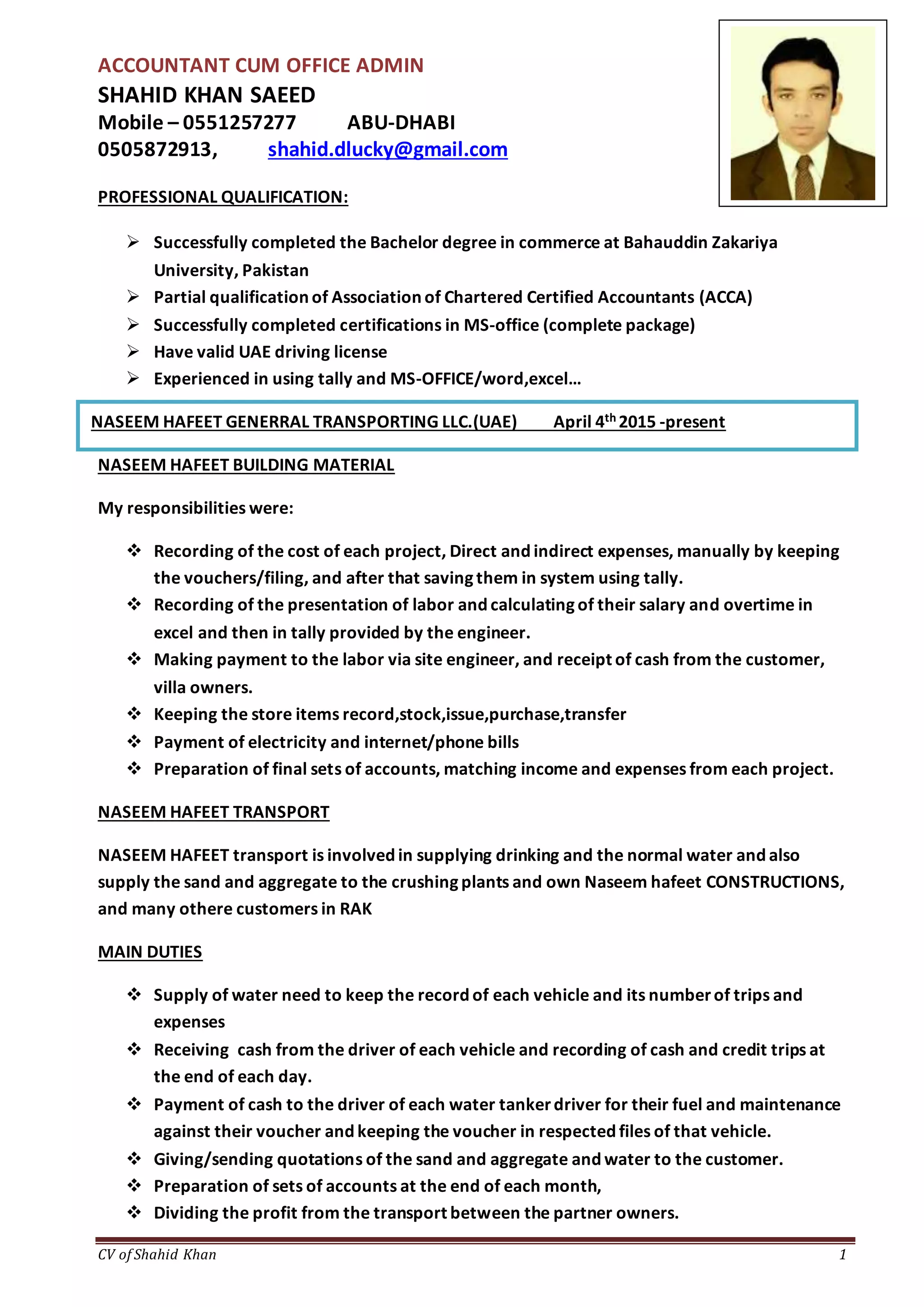 cv of shahid | DOCX