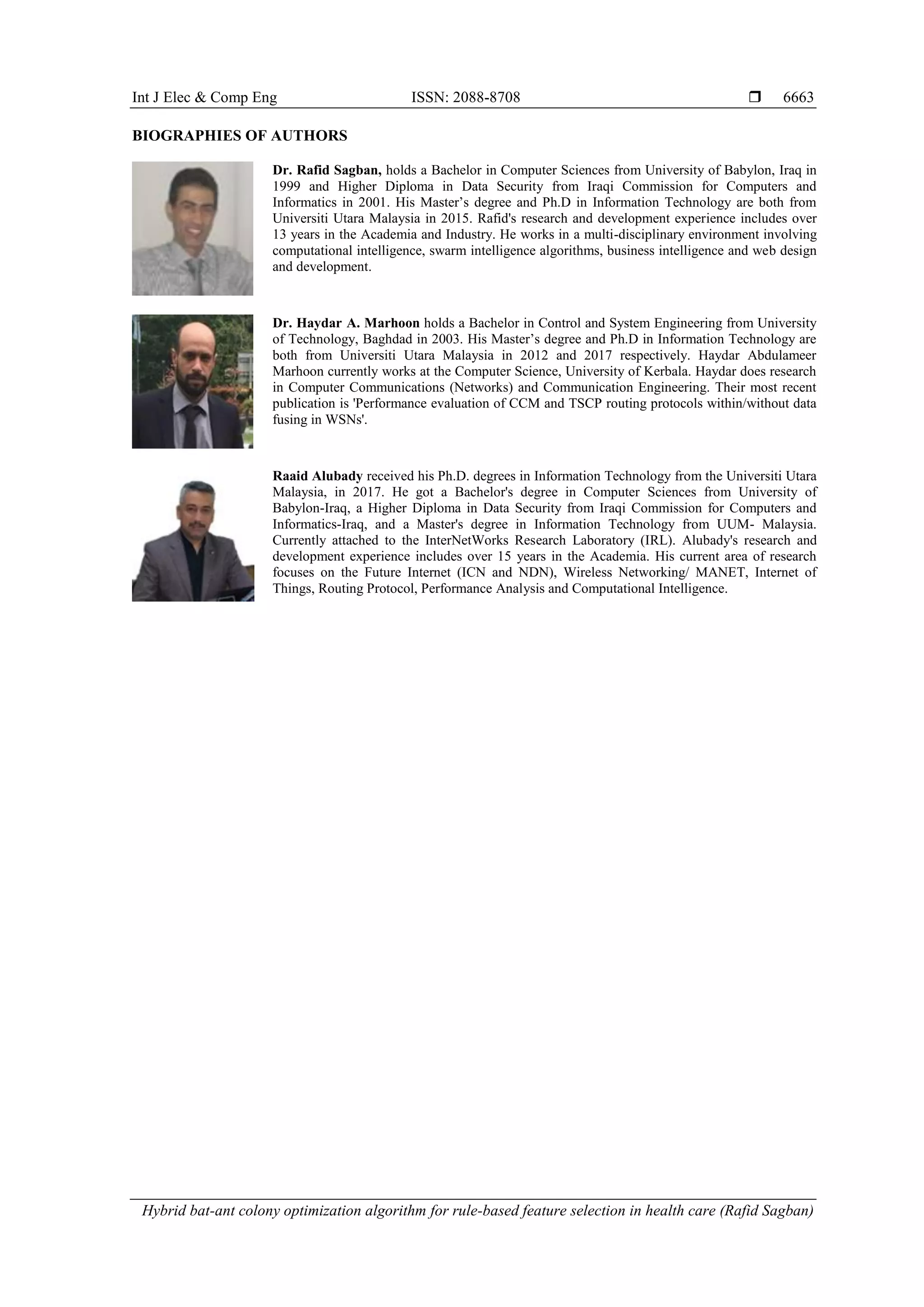 Hybrid bat-ant colony optimization algorithm for rule-based feature selection in health care | PDF