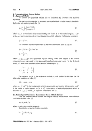 Nonlinear Robust Control for Spacecraft Attitude | PDF