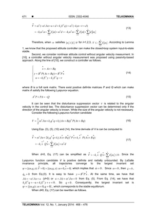 Nonlinear Robust Control for Spacecraft Attitude | PDF