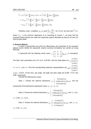 Nonlinear Robust Control for Spacecraft Attitude | PDF
